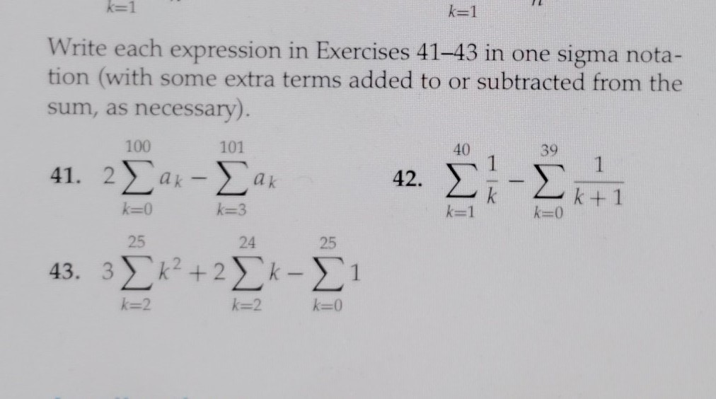Solved k-1 k-1 Write each expression in Exercises 41-43 in | Chegg.com
