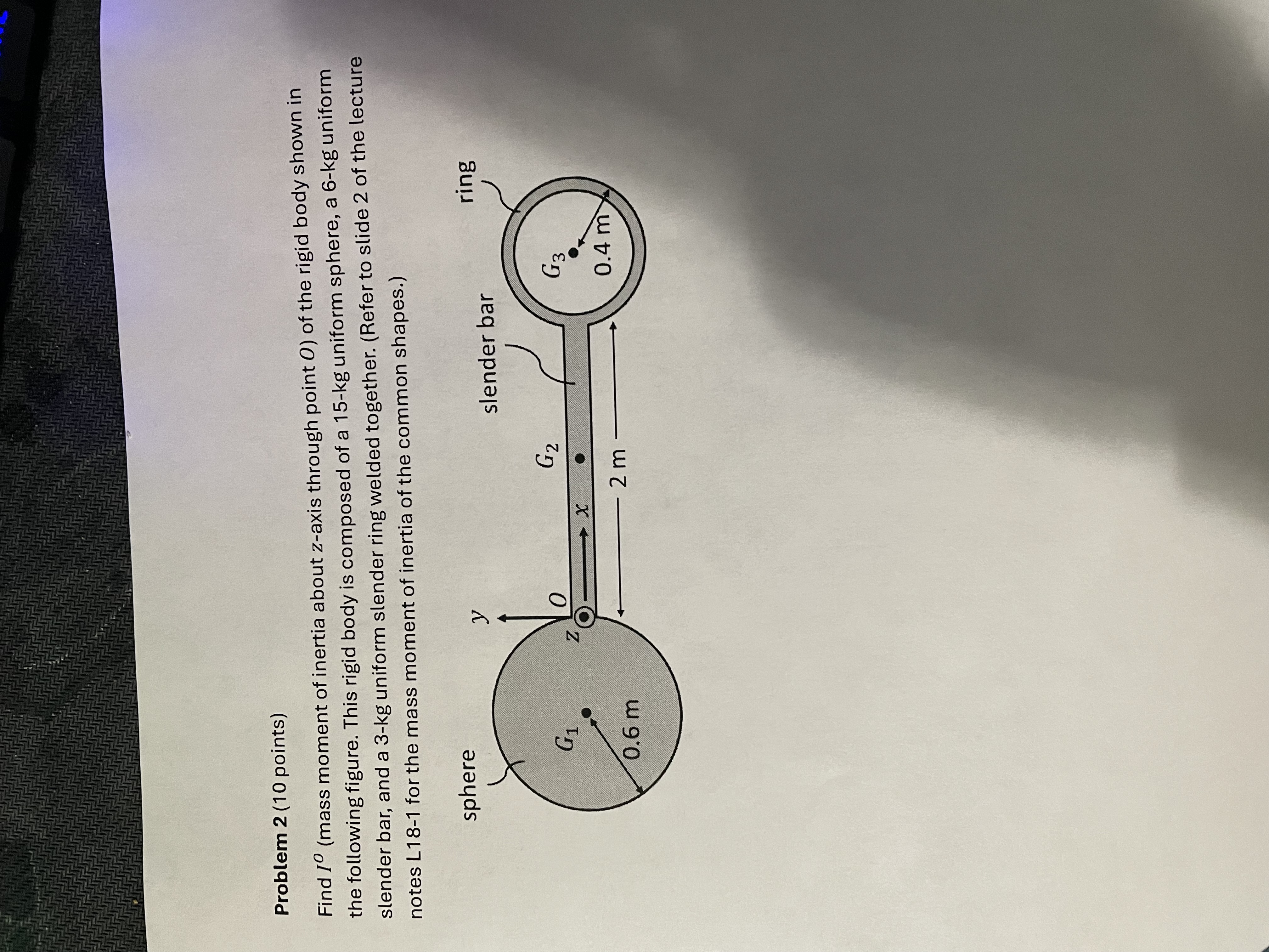 Solved Problem 2 (10 ﻿points)Find I^(O) (mass moment of | Chegg.com