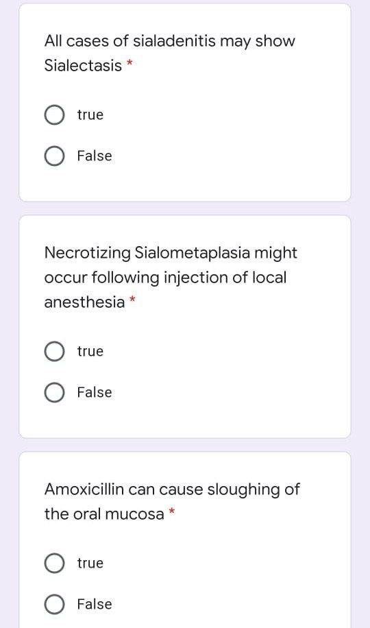 Solved All cases of sialadenitis may show Sialectasis * true | Chegg.com