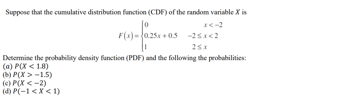 Solved Suppose That The Cumulative Distribution Function