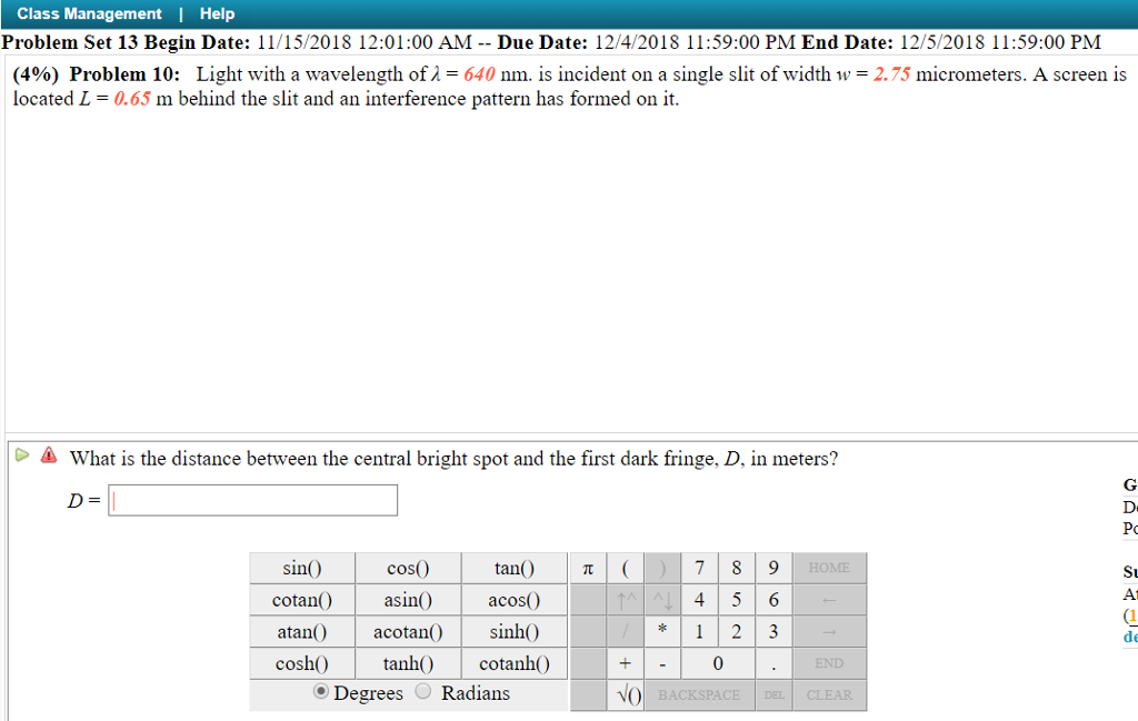 Solved What is the distance between the central bright spot | Chegg.com