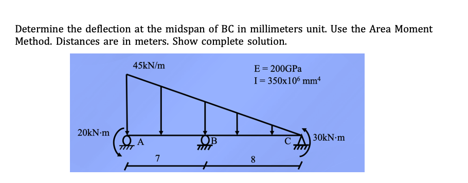 Solved Determine the deflection at the midspan of BC in | Chegg.com