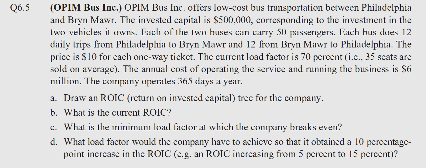 Solved (OPIM Bus Inc.) OPIM Bus Inc. offers low-cost bus | Chegg.com