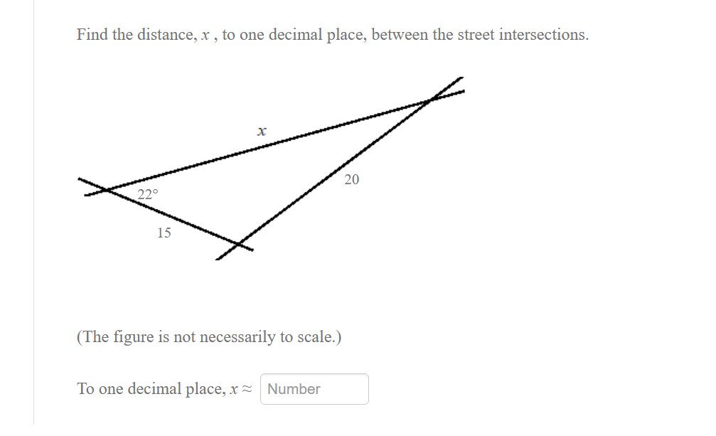 Solved Find the distance, x, to one decimal place, between | Chegg.com