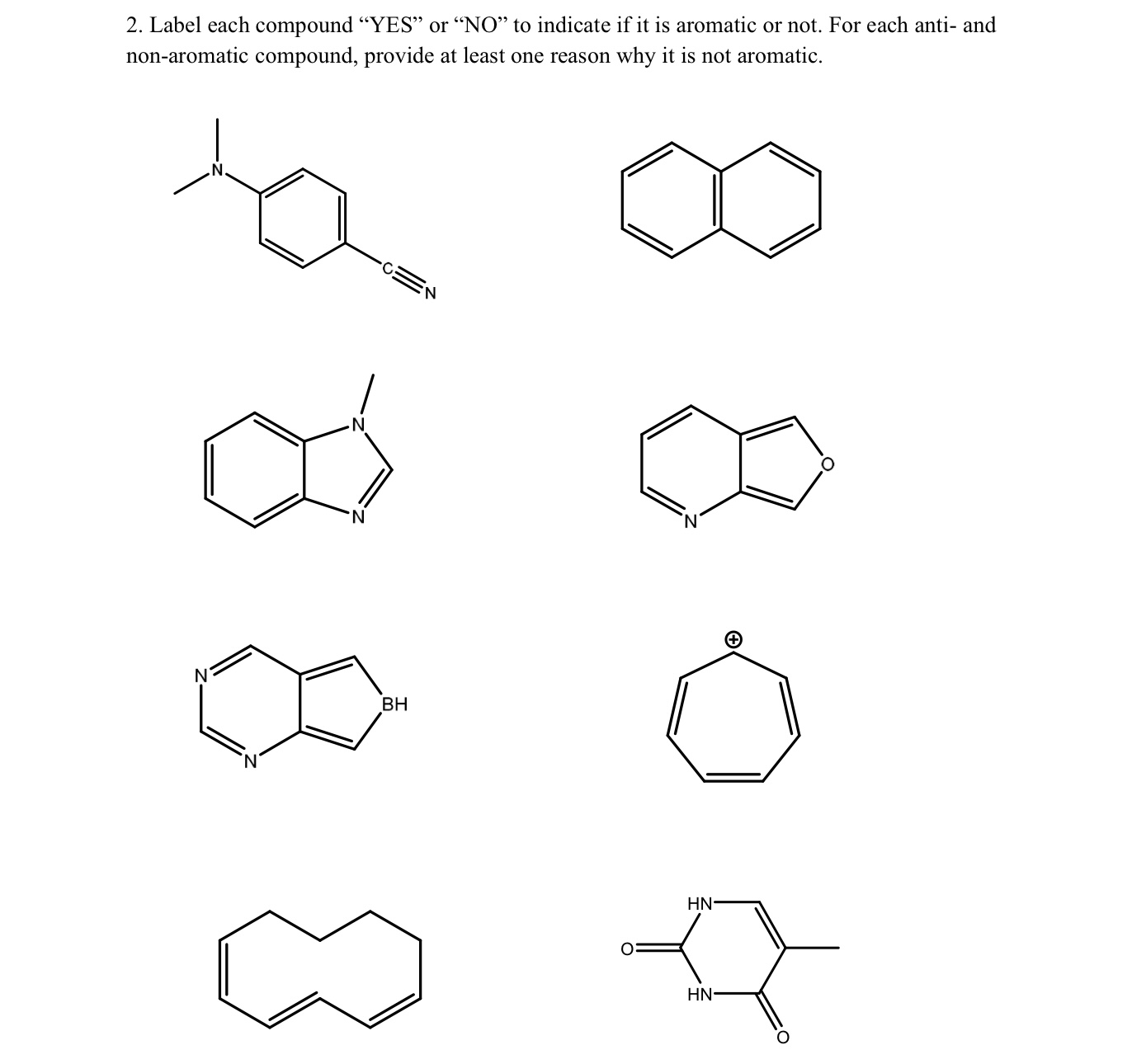Solved Label each compound "YES" or "NO" ﻿to indicate if it | Chegg.com