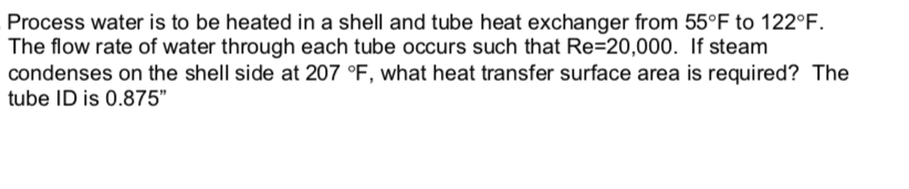 Solved Process water is to be heated in a shell and tube | Chegg.com