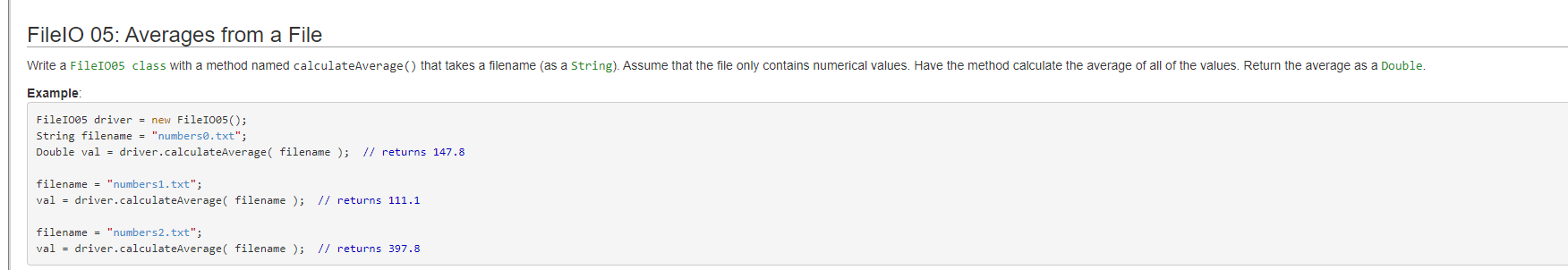 Solved Filelo 05: Averages from a File Write a File1005 | Chegg.com Solved Filelo 05: Averages from a File Write a File1005 | Chegg.com