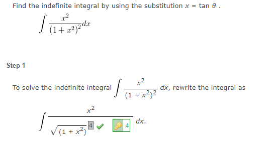 Solved Use the trigonometric substitution x=tanθ. | Chegg.com