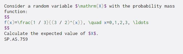 Solved Consider a random variable $\mathrm{X}$ with the | Chegg.com