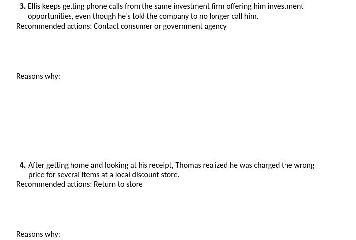 Solved Solving consumer problems Directions For each of the | Chegg.com