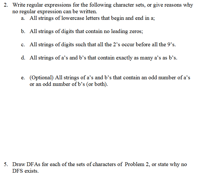 Solved 2. Write regular expressions for the following | Chegg.com Solved 2. Write regular expressions for the following | Chegg.com