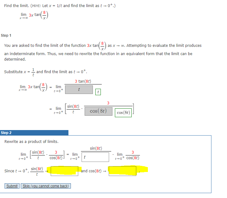 Solved Find the limit. (Hint: Let x = 1/t and find the limit | Chegg.com
