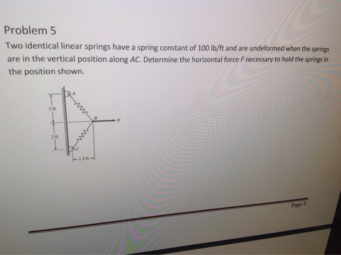 Solved Two identical linear springs have a spring constant | Chegg.com Solved Two identical linear springs have a spring constant | Chegg.com