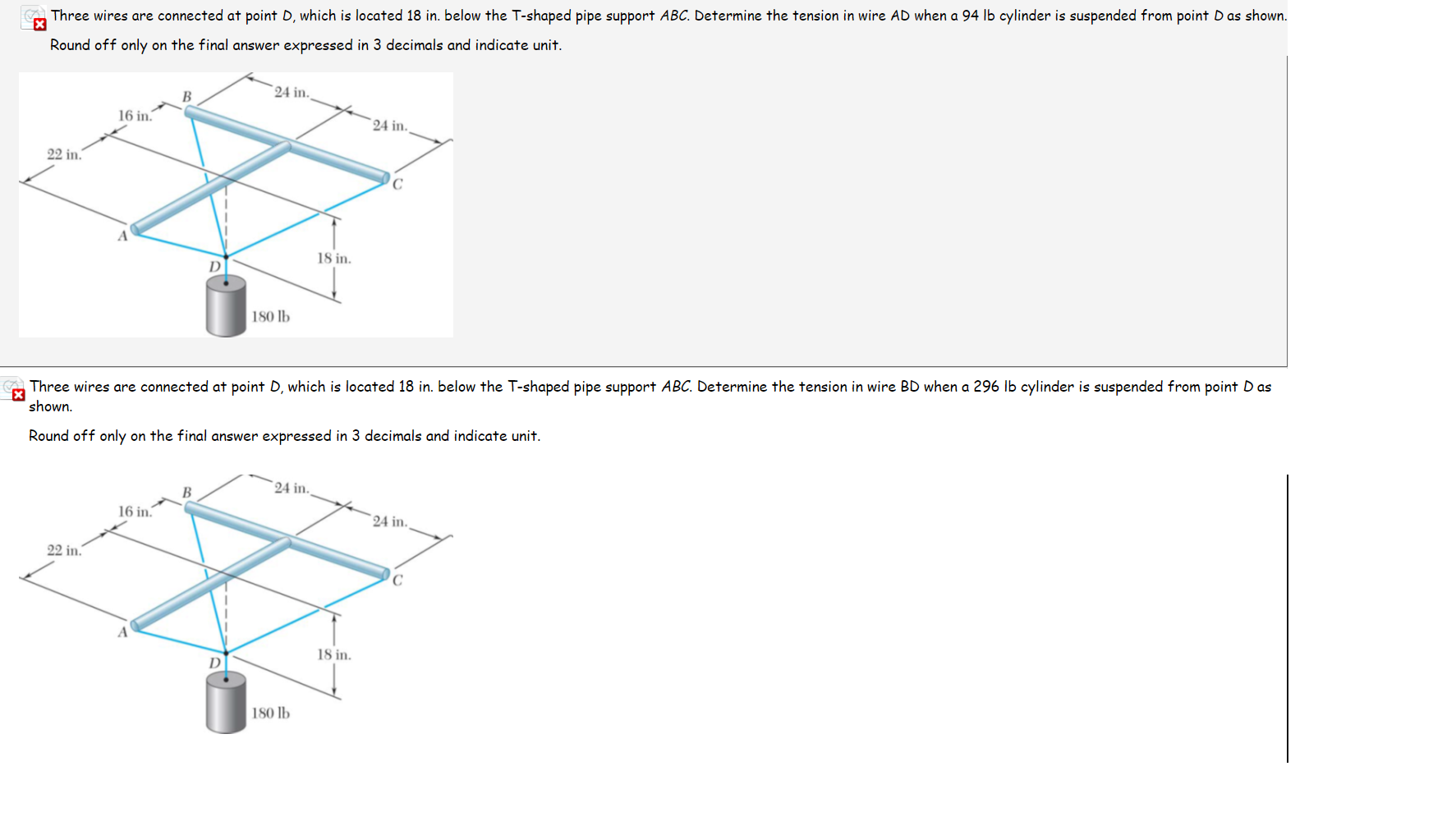 Solved Three wires are connected at point D, which is | Chegg.com
