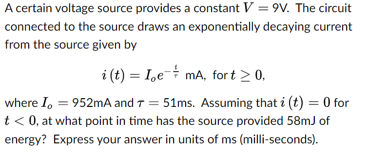 Solved A certain voltage source provides a constant V=9 V. | Chegg.com