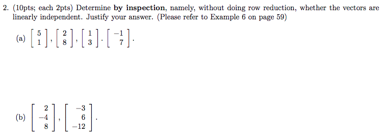 Solved 2. (10pts; each 2pts) Determine by inspection, | Chegg.com