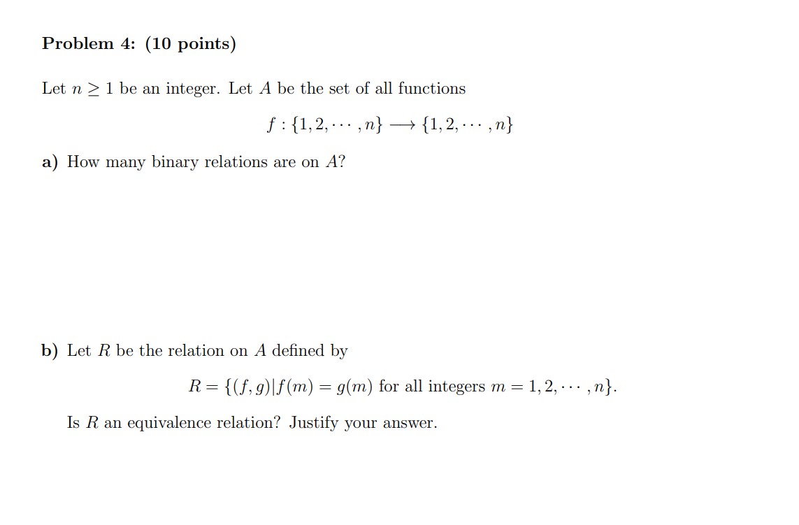Solved Let N≥1 Be An Integer Let A Be The Set Of All 
