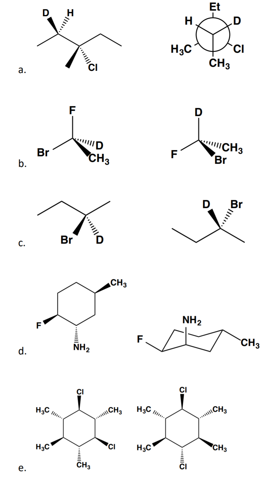 Solved Et H D H3C ...1111 0 CI CH3 a. F D IID "ICH3 Br CH F | Chegg.com