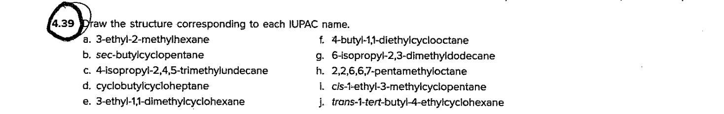 Solved 4.39 Draw the structure corresponding to each IUPAC | Chegg.com