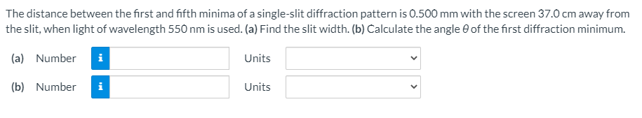 Solved The distance between the first and fifth minima of a | Chegg.com