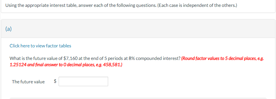 Solved Using the appropriate interest table, answer each of | Chegg.com