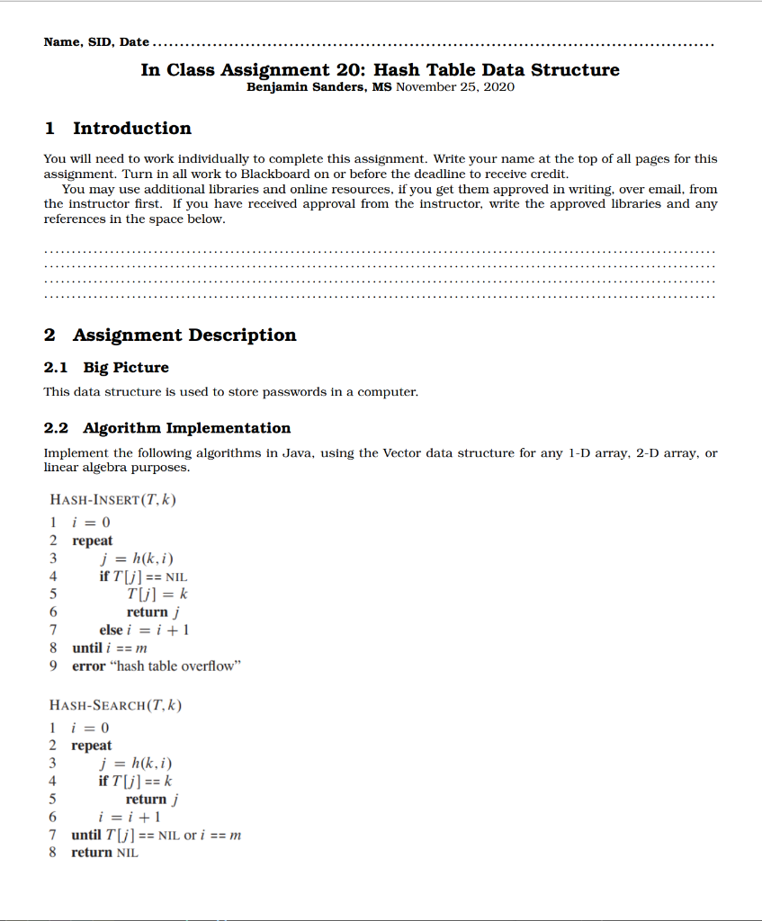 Solved ICA20 Hash Data Structure Refer to hint / Must be | Chegg.com
