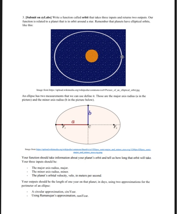 Solved 3. ISubmit on zy Labsl Write a function called orbit | Chegg.com