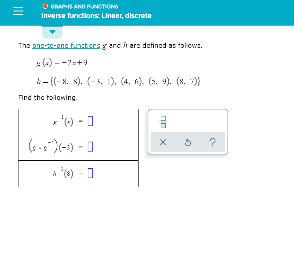 Solved O GRAPHS AND FUNCTIONS Inverse functions: Linear, | Chegg.com