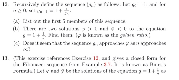 Solved Recursively define the sequence (gn) as follows: Let | Chegg.com