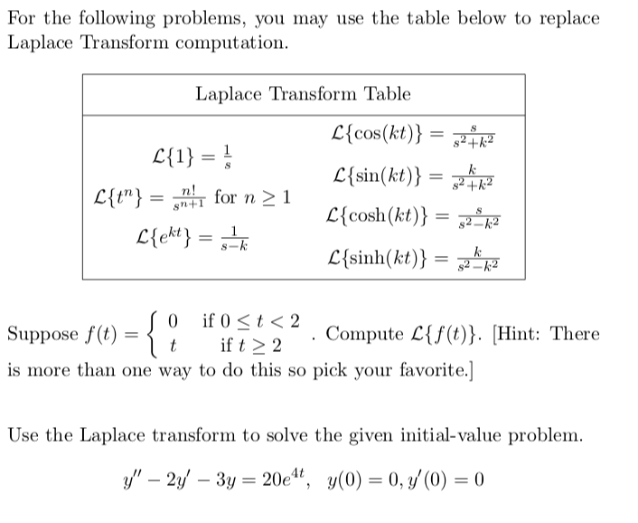 Solved For the following problems, you may use the table | Chegg.com