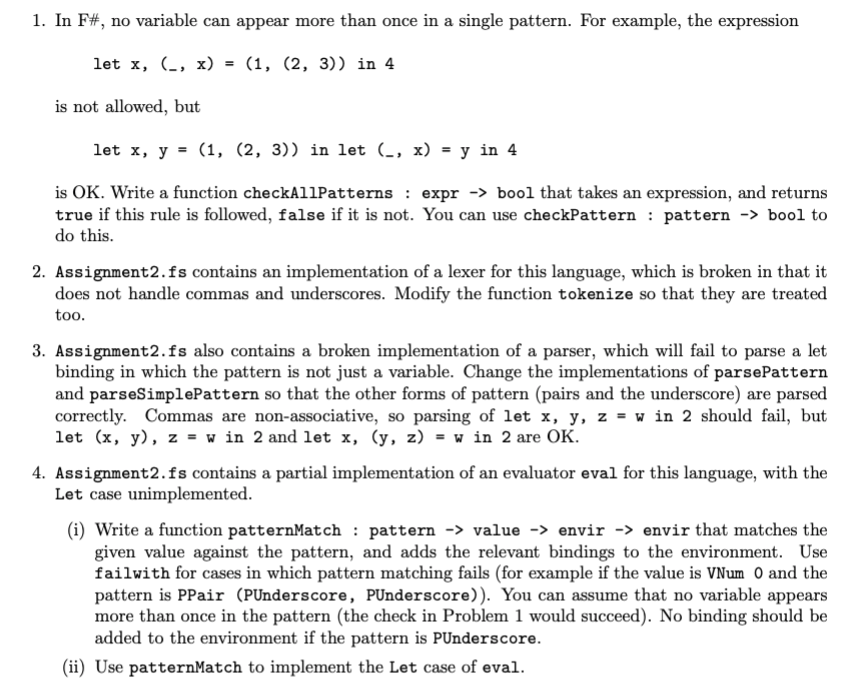 Solved The type expr in Assignment2.fs represents the | Chegg.com