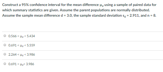 Solved Construct a 95% confidence interval for the mean | Chegg.com