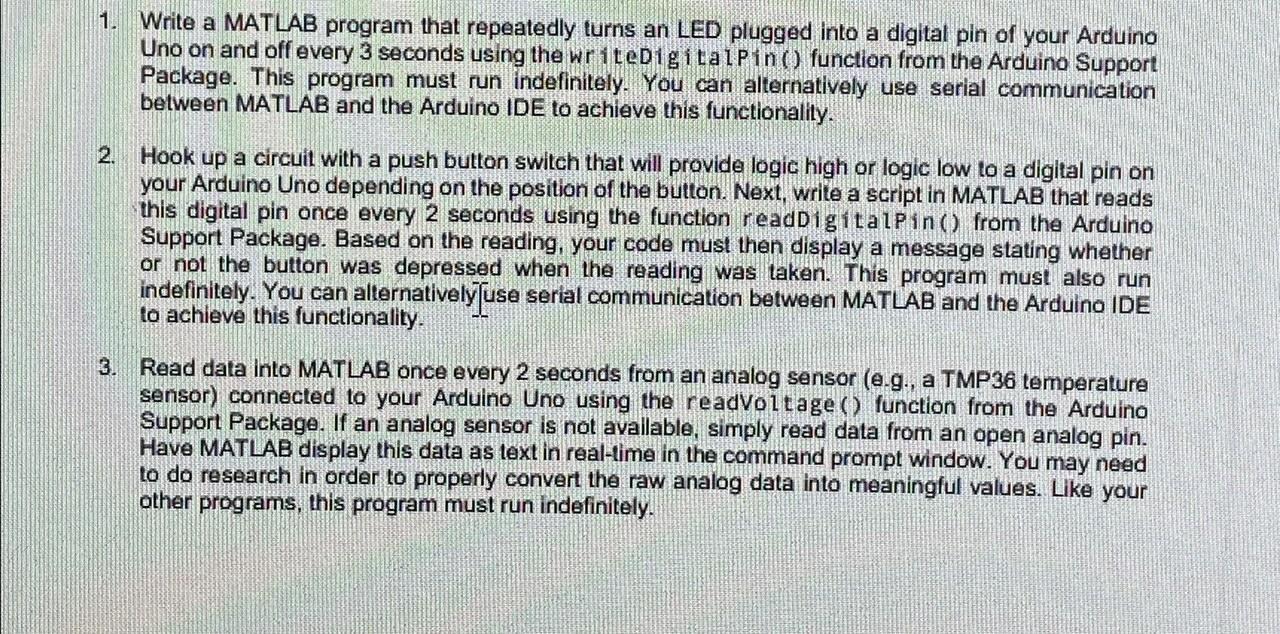 1. Write a MATLAB program that repeatedly turns an | Chegg.com