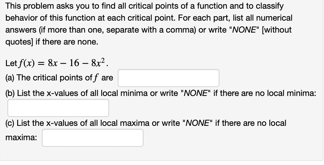 Solved This problem asks you to find all critical points of | Chegg.com