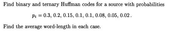Solved Find binary and ternary Huffman codes for a source | Chegg.com