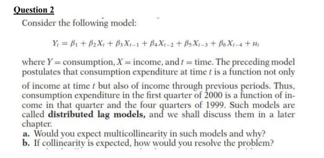 Solved Consider the following model: | Chegg.com
