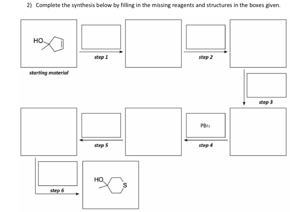 Solved 2) Complete the synthesis below by filling in the | Chegg.com