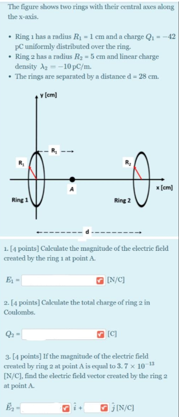 Solved The figure shows two rings with their central axes | Chegg.com