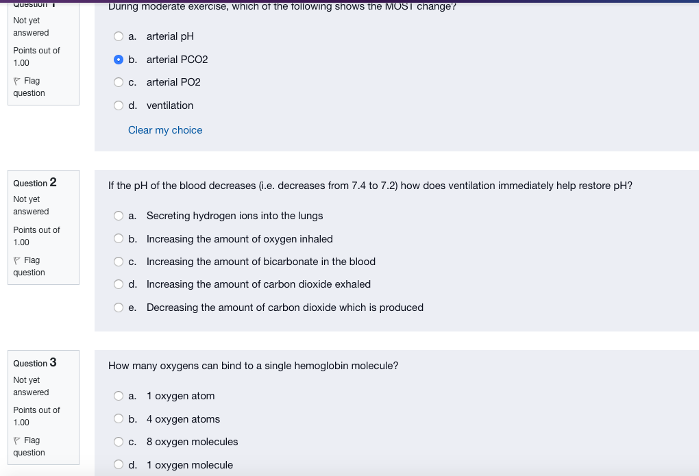 Solved wues III During moderate exercise, which of the | Chegg.com