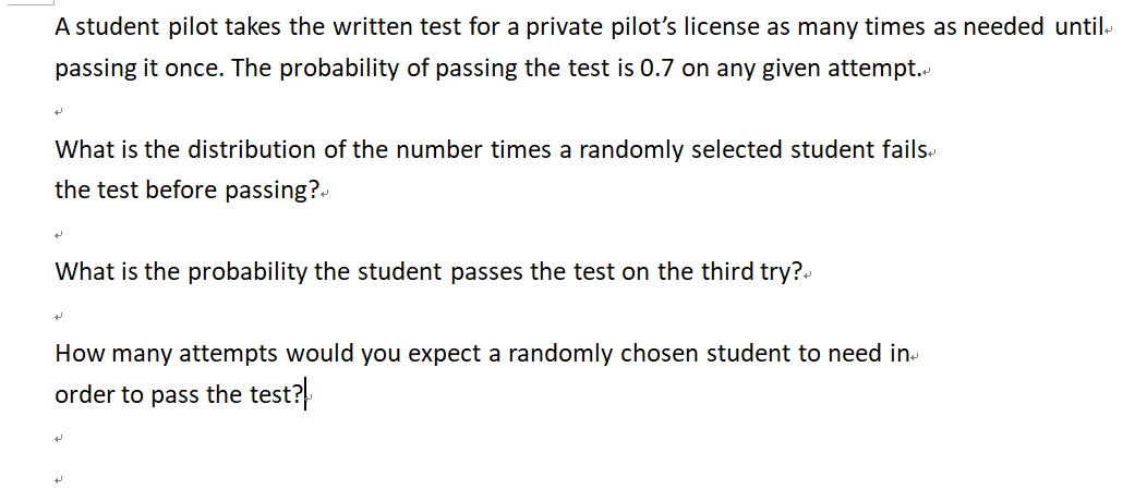 Solved A student pilot takes the written test for a private | Chegg.com