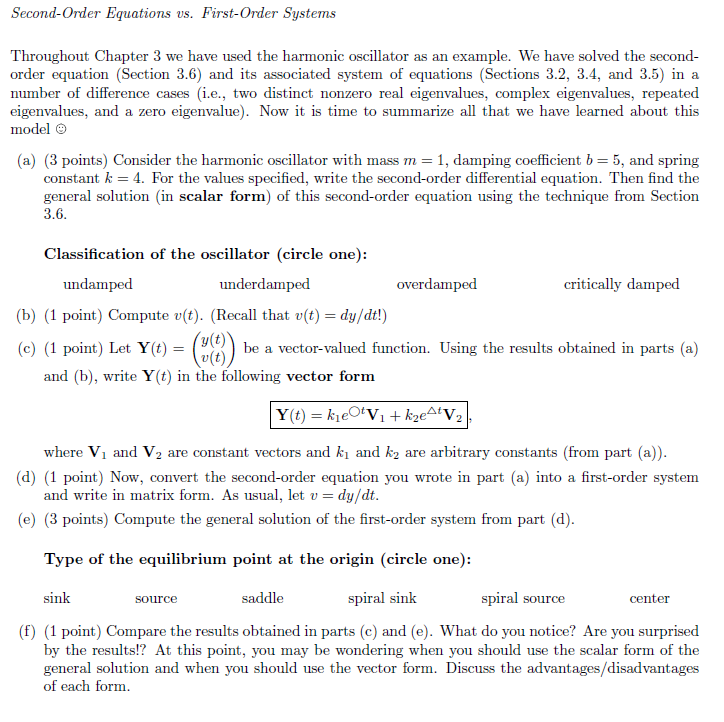 Solved Second-Order Equations vs. First-Order Systems | Chegg.com