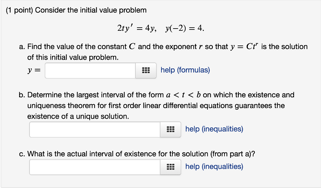 Solved (1 point) Consider the initial value problem 2ty' = | Chegg.com