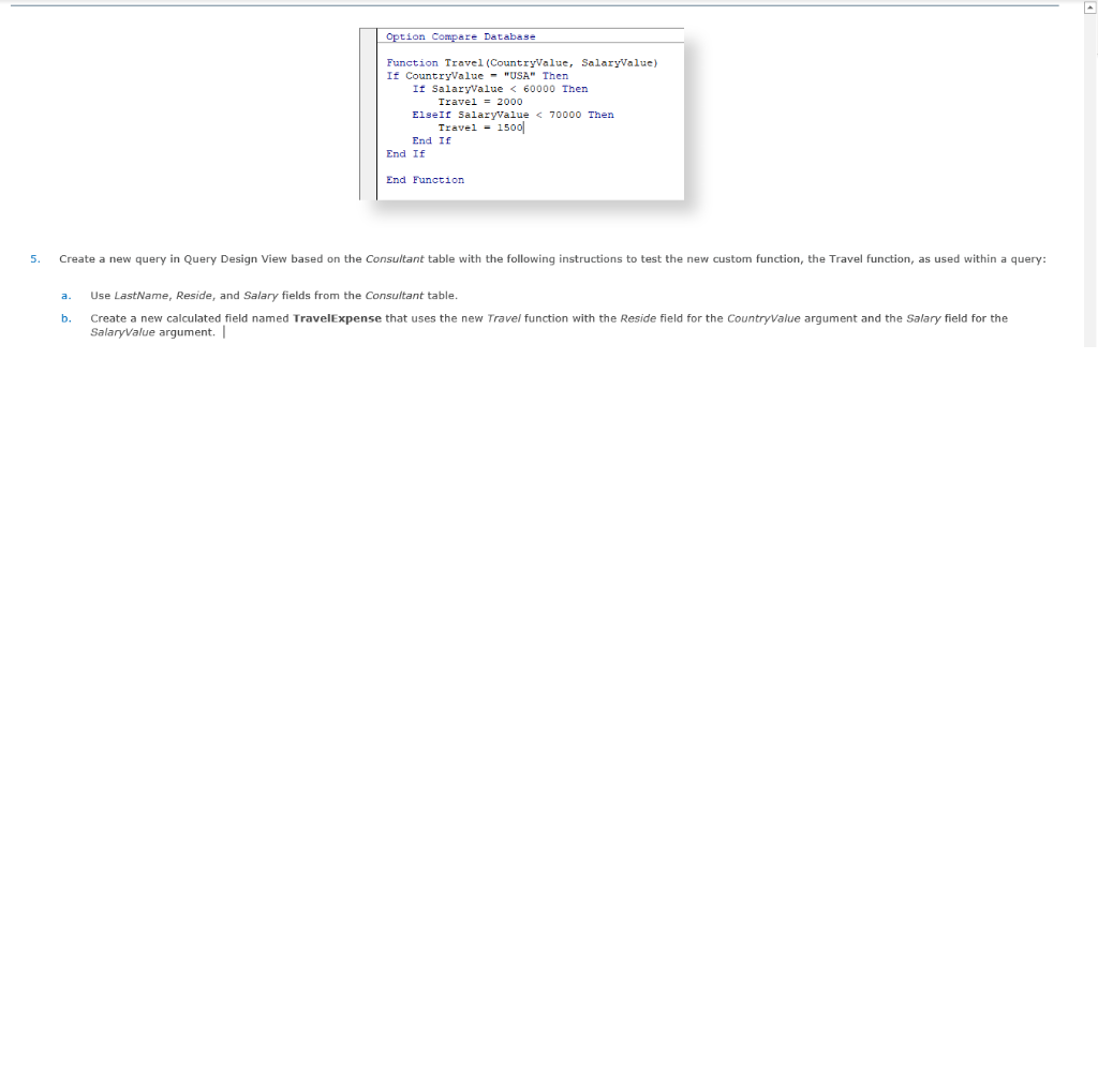 Solved Option Compare Database Function Travel | Chegg.com