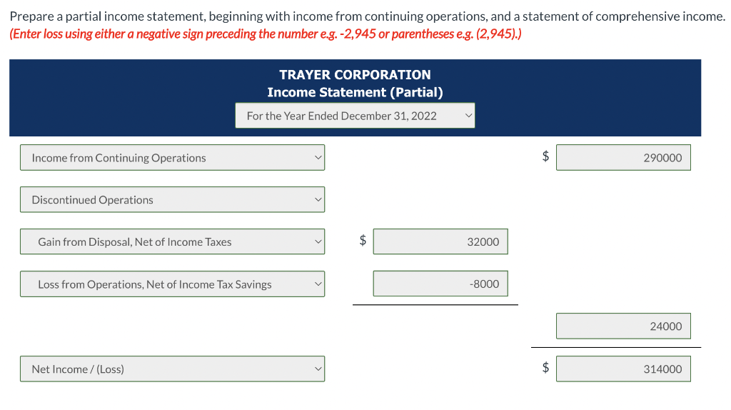 Solved Trayer Corporation has income from continuing | Chegg.com