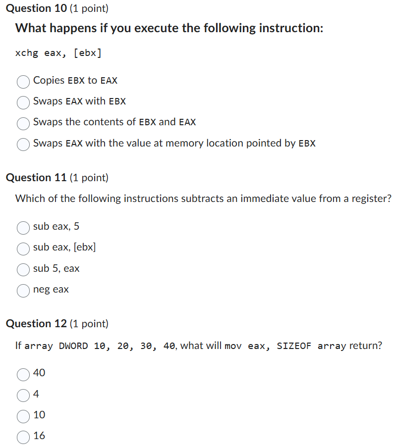 Solved Question 10 (1 ﻿point)What happens if you execute the | Chegg.com