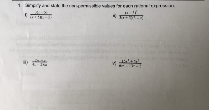Solved 1. Simplify and state the non-permissible values for | Chegg.com