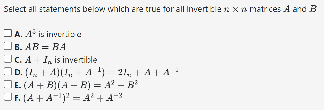 Solved Select all statements below which are true for all | Chegg.com
