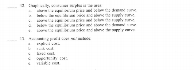 Solved Graphically, consumer surplus is the area: a. above | Chegg.com