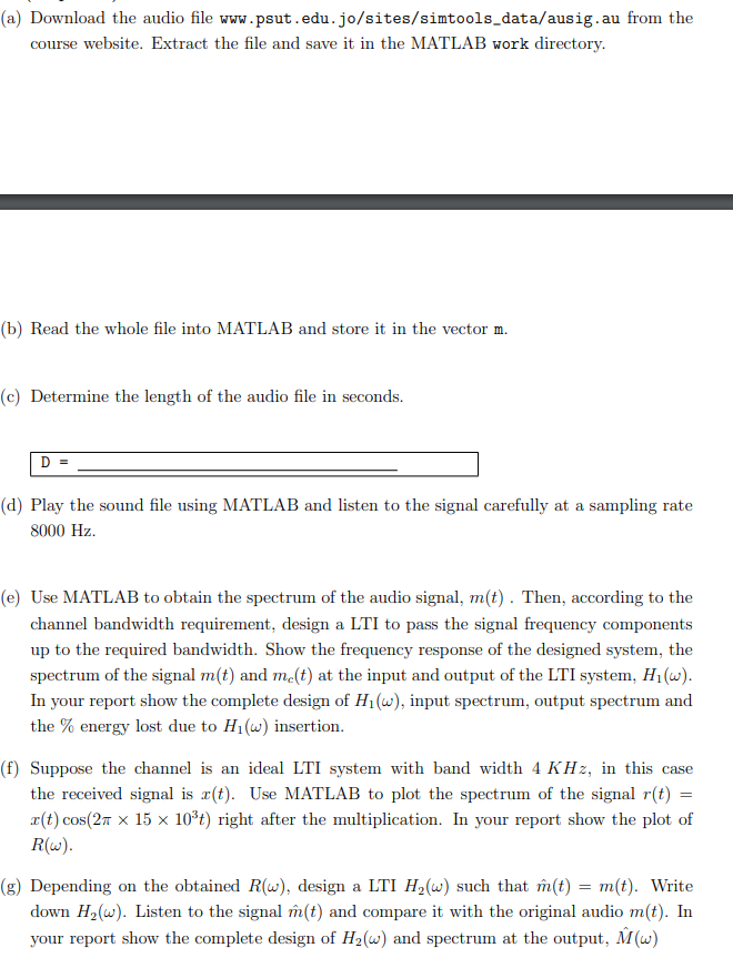 Solved **Note: Please use any 10 seconds audio no need to | Chegg.com