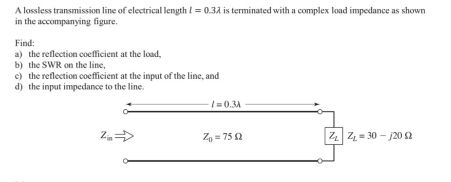 Solved A lossless transmission line of electrical length | Chegg.com